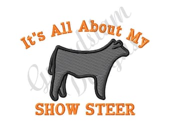 Show Steer Machine Embroidery Design Livestock Design Filled Stitch 4X4 ...