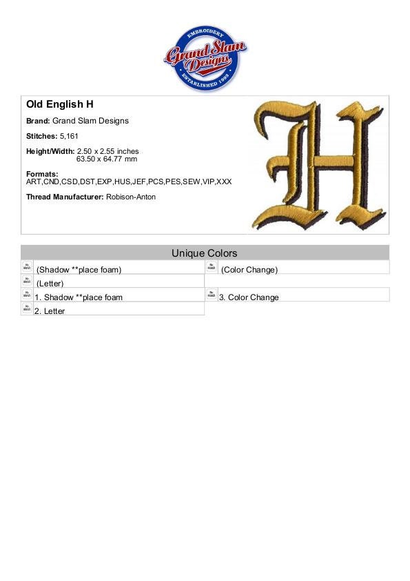 Old English Letter H - Machine Embroidery Design - Etsy