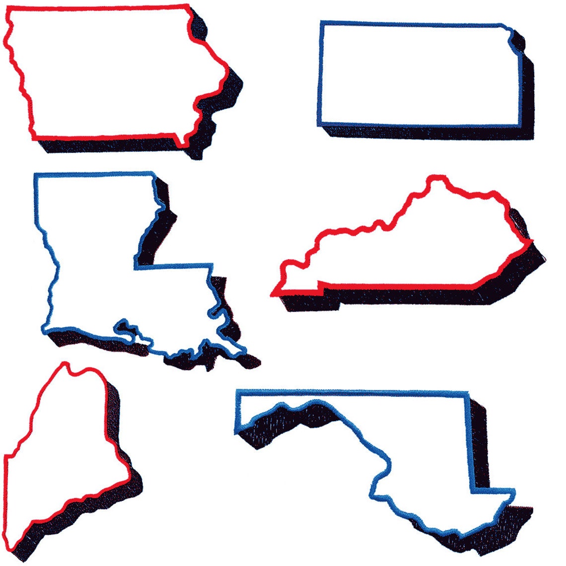 50 State Outlines in 2 Sizes - Machine Embroidery Design, Embroidery ...