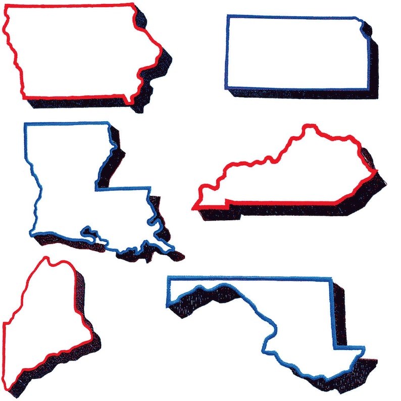 50 State Outlines in 2 Sizes Machine Embroidery Design - Etsy