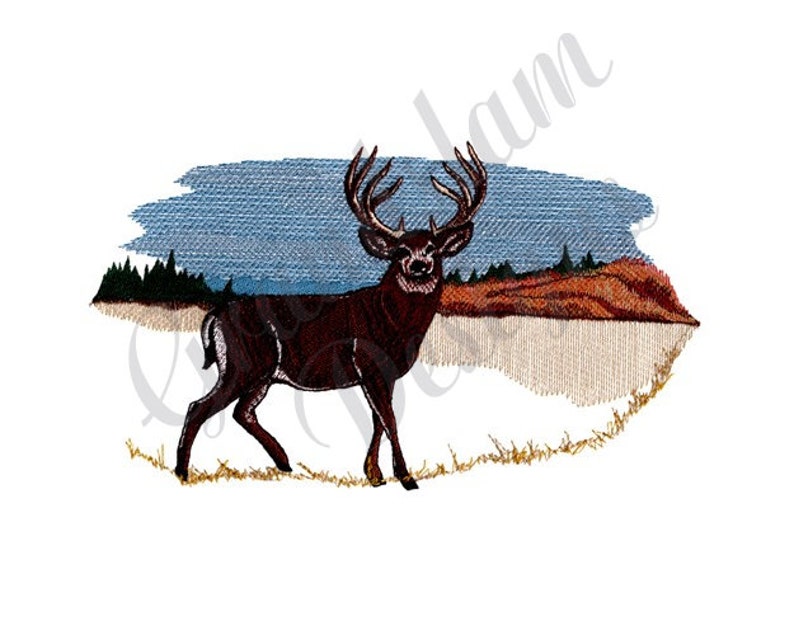 Deer Hunting Scene Machine Embroidery Design - Etsy