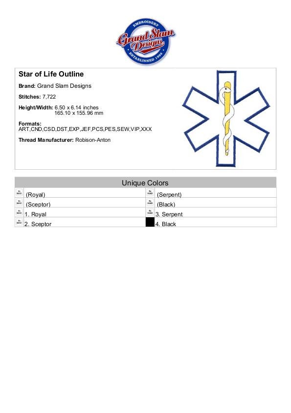 Star of Life Outline Machine Embroidery Design - Etsy