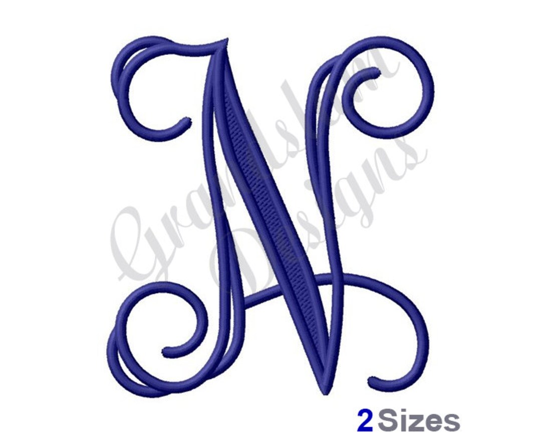 Vining Monogram Letter N - Machine Embroidery Design - Etsy