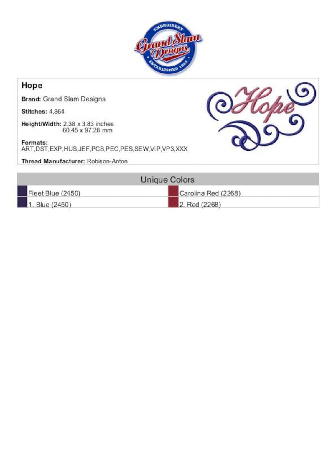 Hope Machine Embroidery Design | Etsy