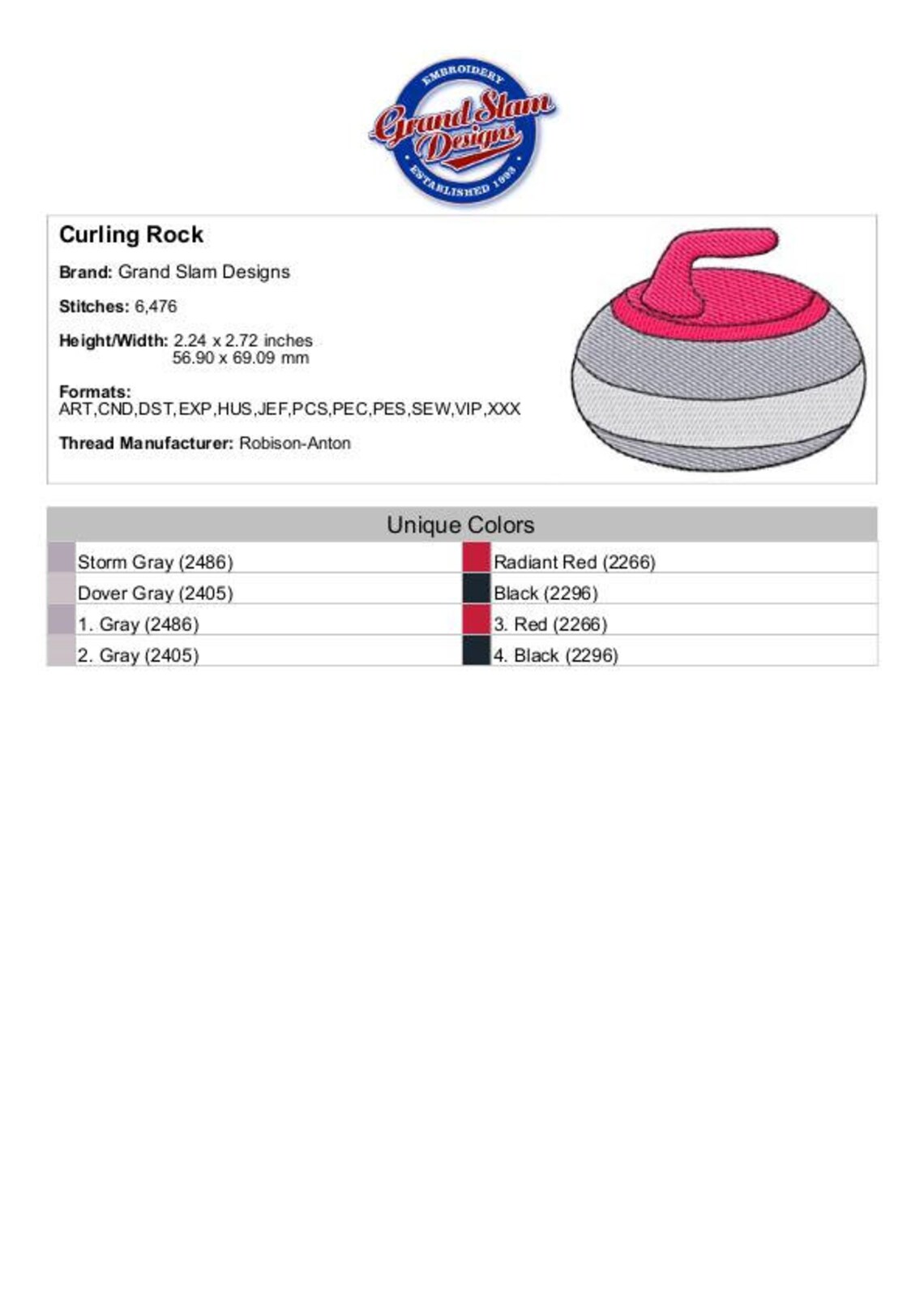 Curling Stone Rock - Machine Embroidery Design, Embroidery Designs ...