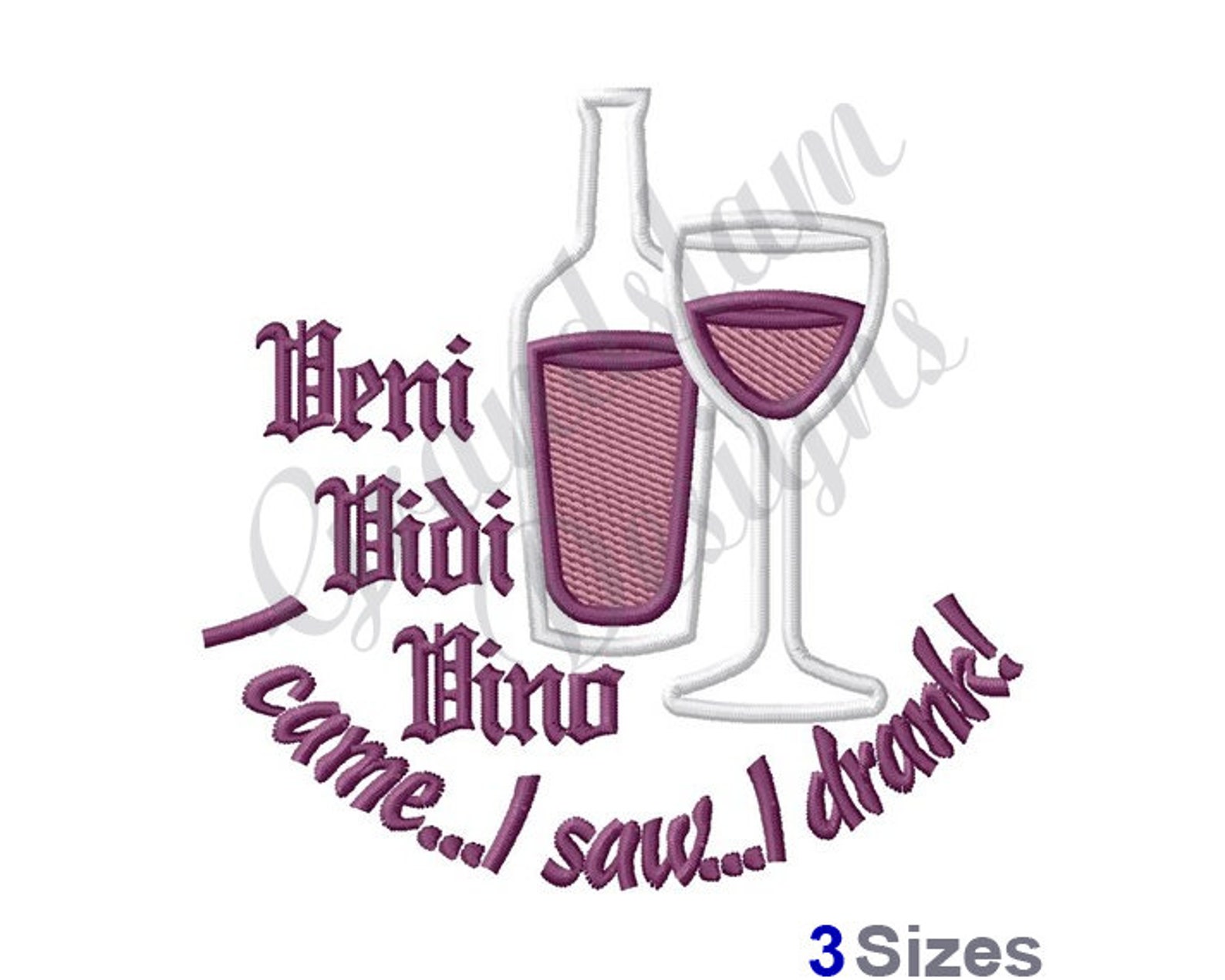 Veni Vidi Vino - Machine Embroidery Design - Etsy