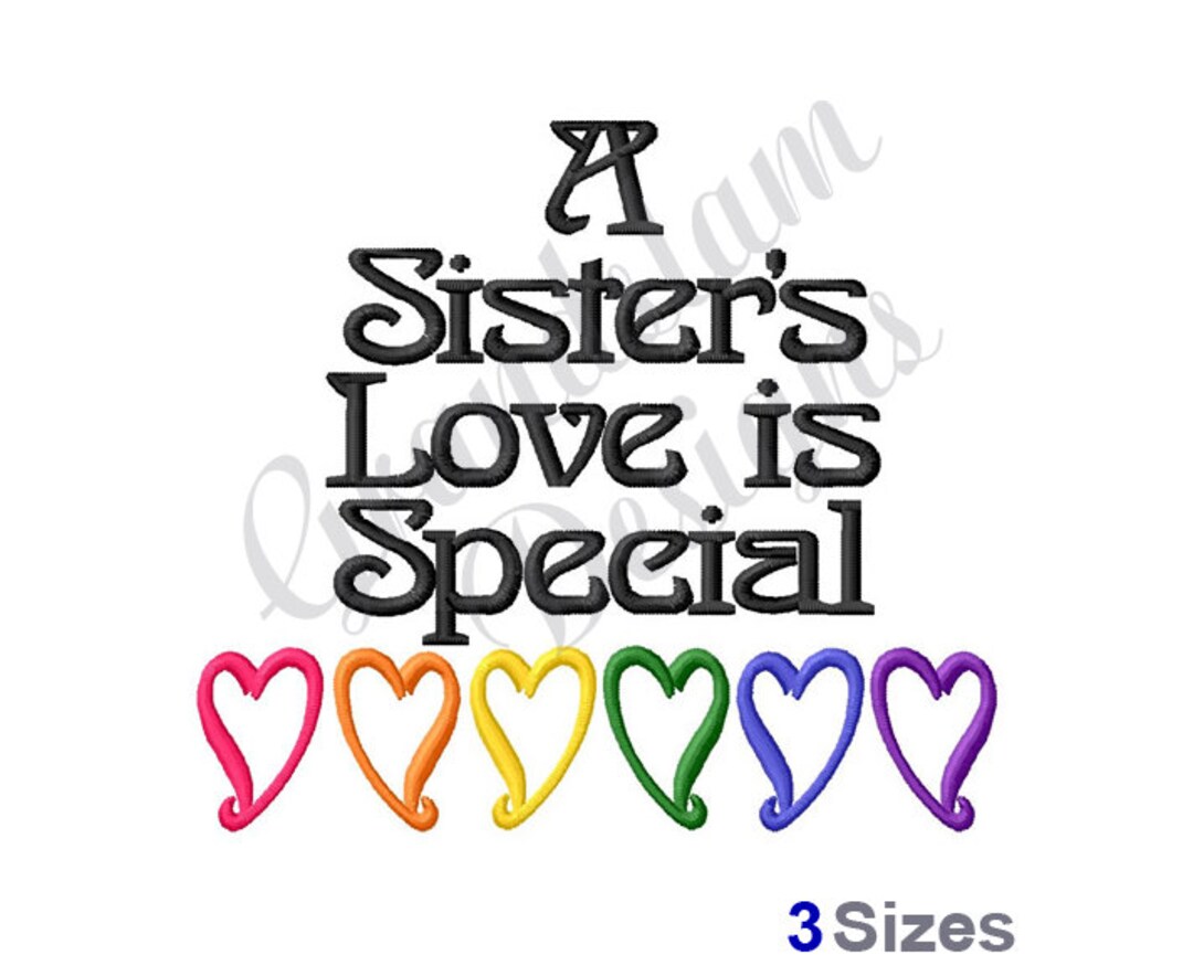 A Sisters Love Machine Embroidery Design - Etsy