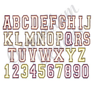 Two Color Athletic Embroidery Font Set - Sports Machine Embroidery ...