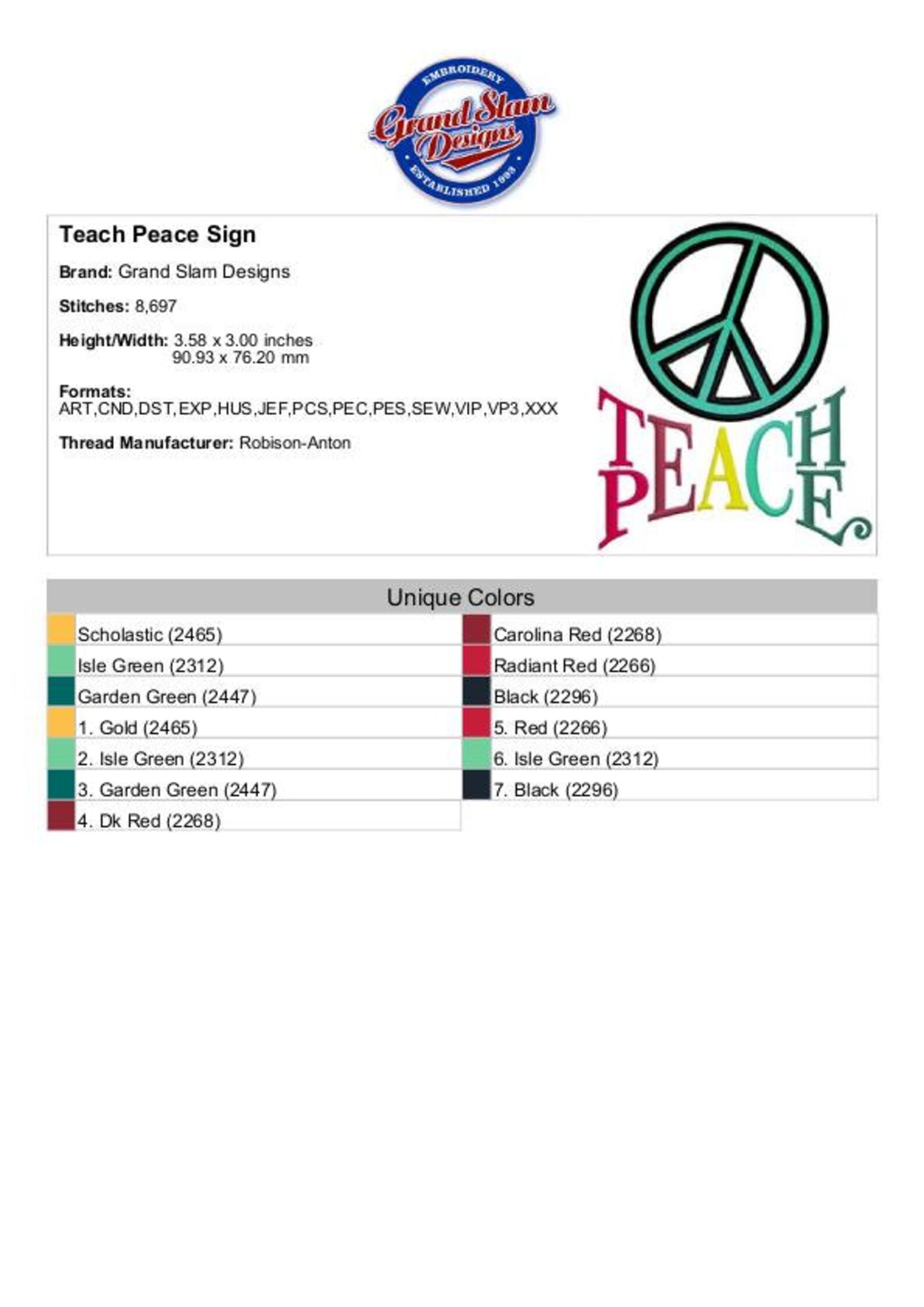 Teach Peace Sign Machine Embroidery Design | Etsy