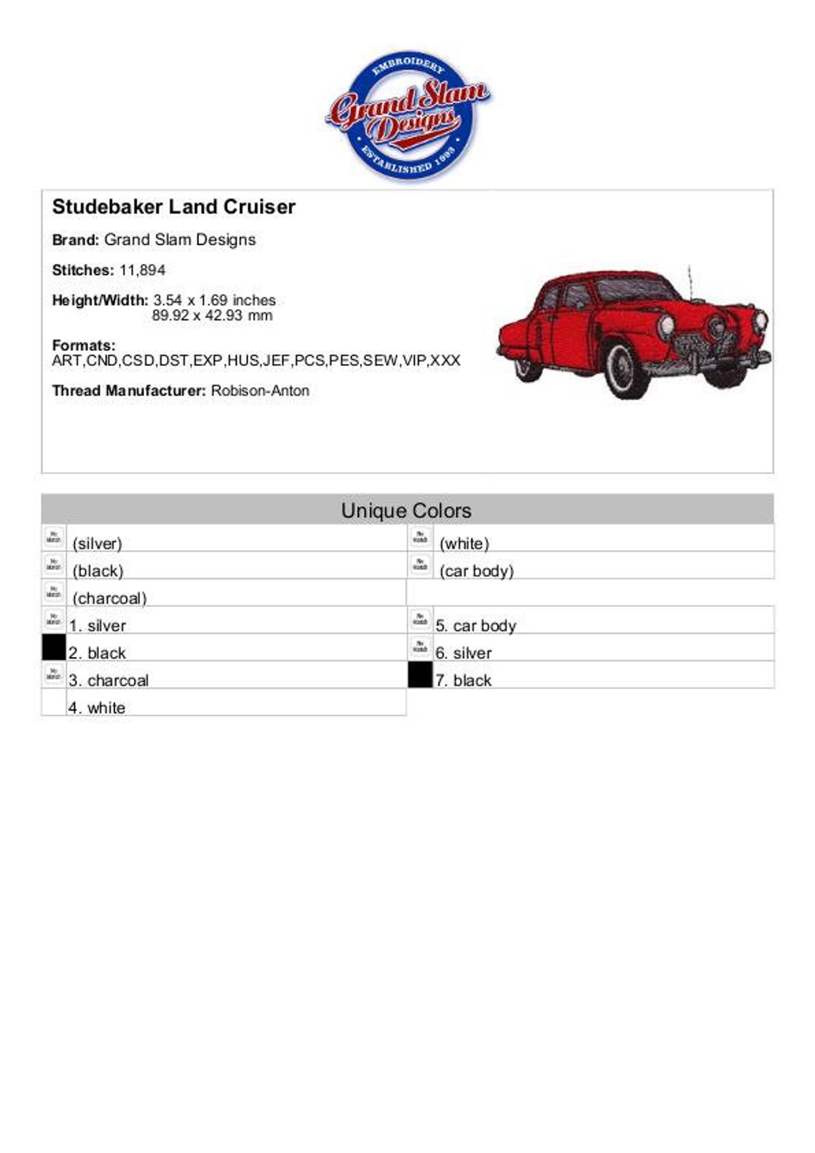Studebaker Land Cruiser Car Machine Embroidery Design - Etsy