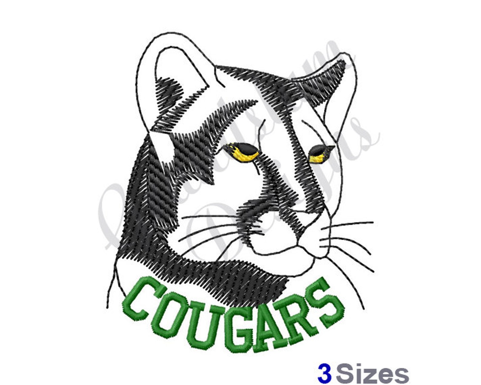 Cougars Mascot Embroidery Design – Machine Embroidery Pattern (instant ...