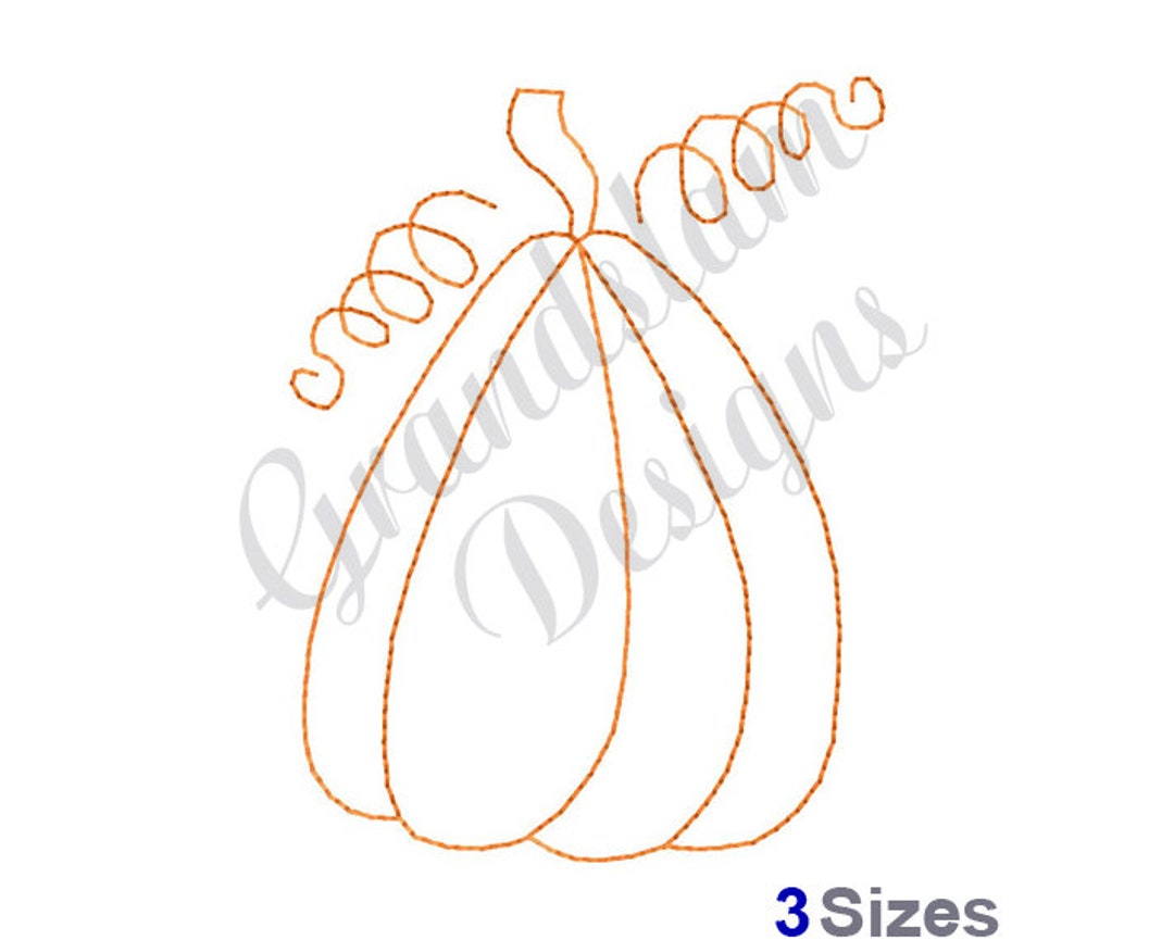 Pumpkin Redwork Outline - Machine Embroidery Design - Etsy