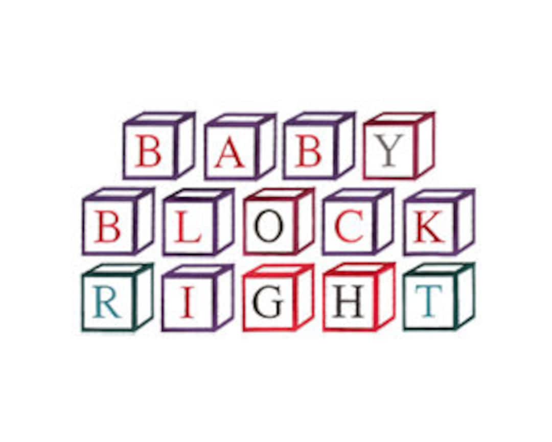 Right Baby Block Embroidery Font Set- Baby Machine Embroidery Alphabet ...