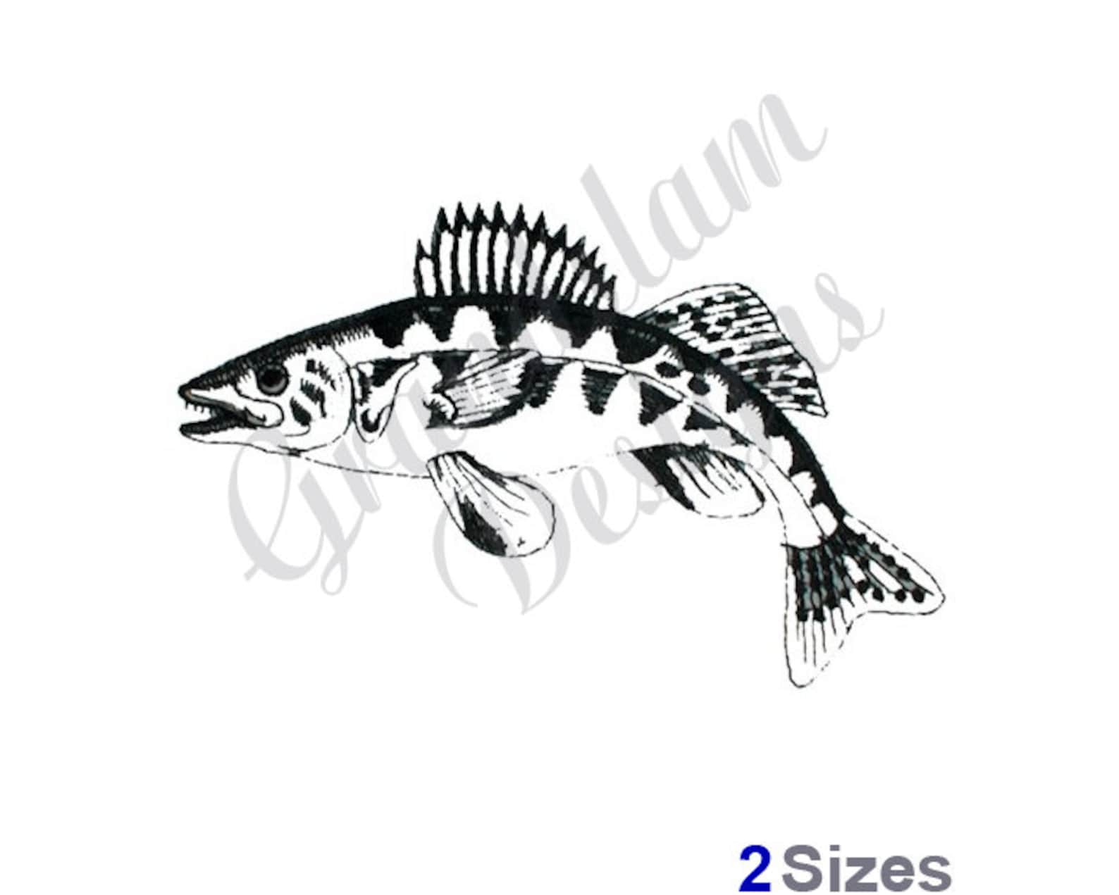 Walleye Outline Fish - Machine Embroidery Design - Etsy