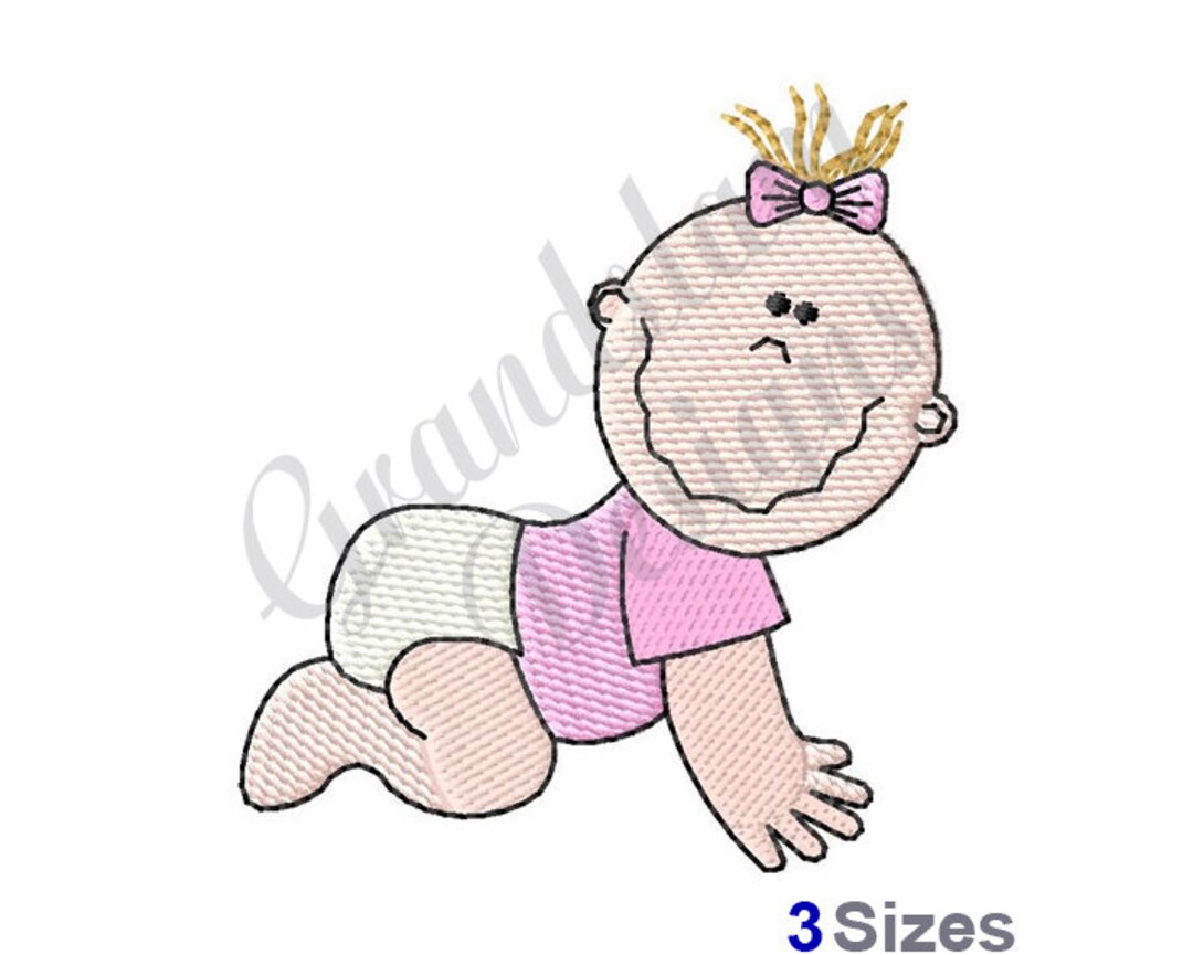 Crawling Baby Girl - Machine Embroidery Design - Etsy