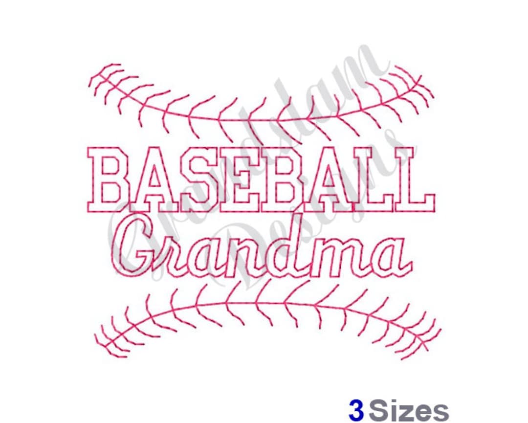 Baseball Grandma Redwork - Machine Embroidery Design, Embroidery ...