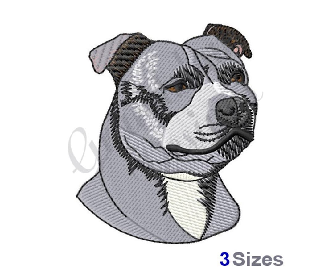 Staffy Dog Head - Machine Embroidery Design, Embroidery Designs ...