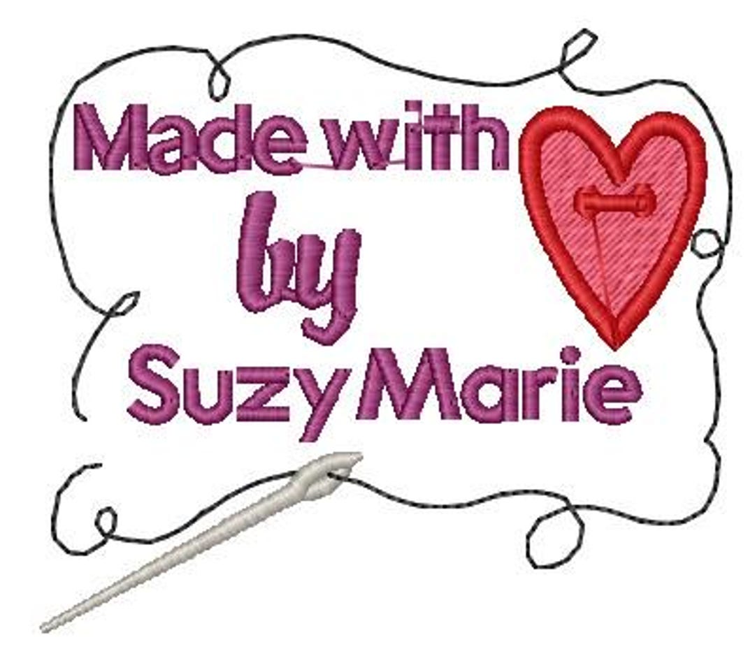 Made With Love by Suzy Marie Label Machine Embroidery Design - Etsy