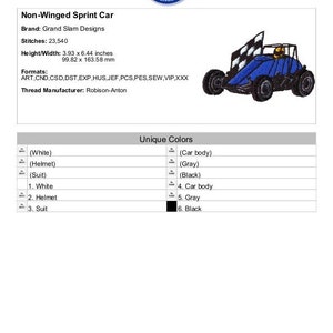 Non-winged Sprint Car - Machine Embroidery Design - Etsy