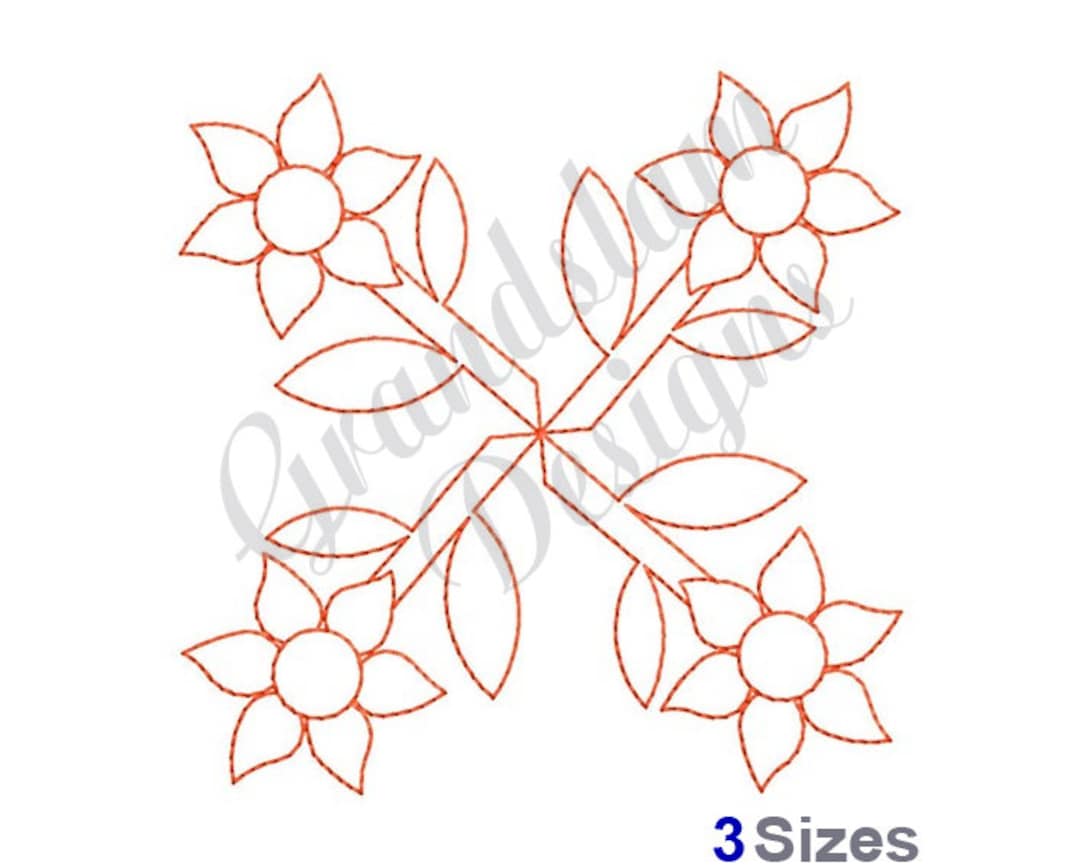 Flowers Outline Machine Embroidery Design (digital Download) - Etsy