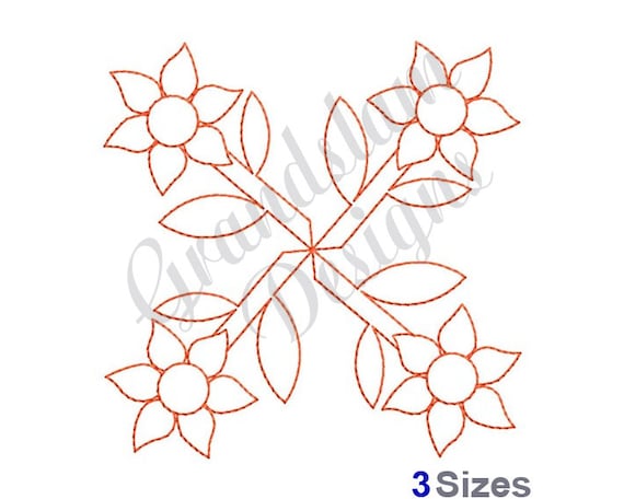 Flowers Outline Machine Embroidery Design Embroidery | Etsy