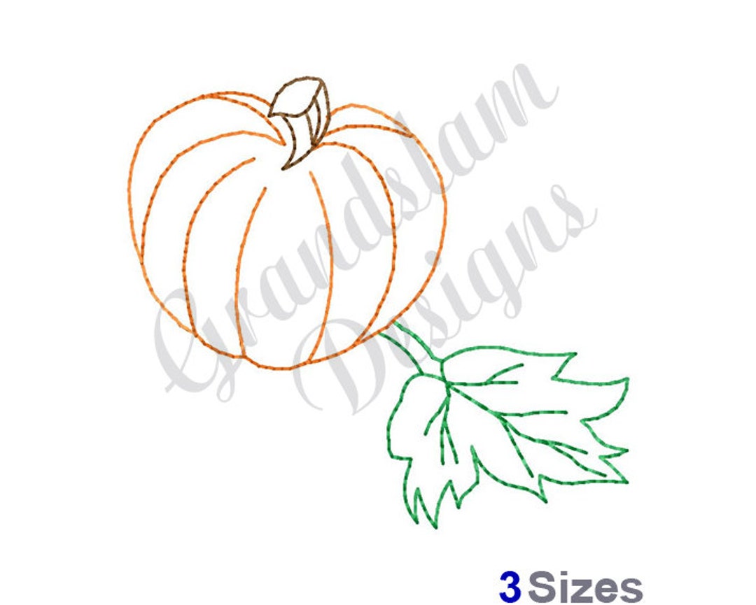 Pumpkin Outline Redwork - Machine Embroidery Design - Etsy
