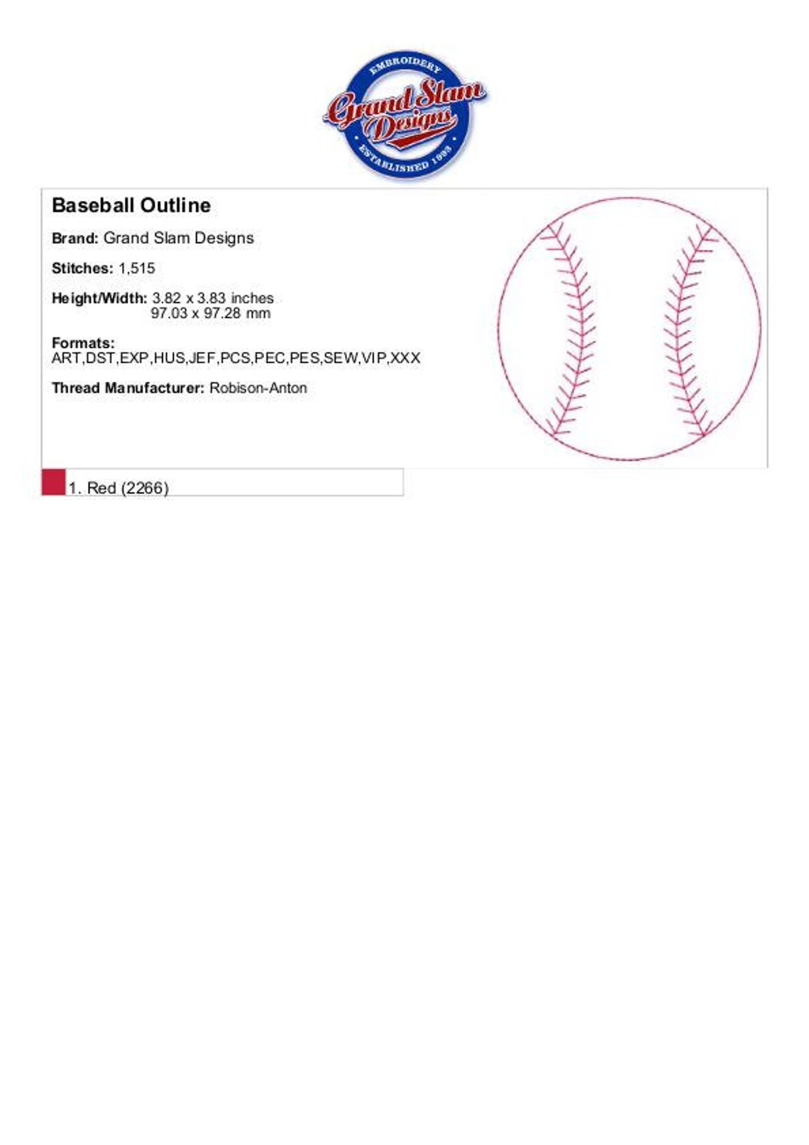 Baseball Outline Redwork Run Stitch- Machine Embroidery Design ...