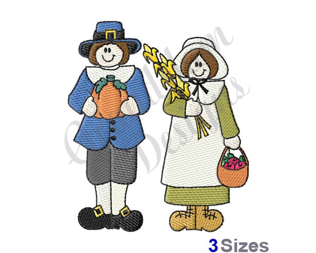 Pilgrim Couple - Machine Embroidery Design, Embroidery Designs, Machine ...