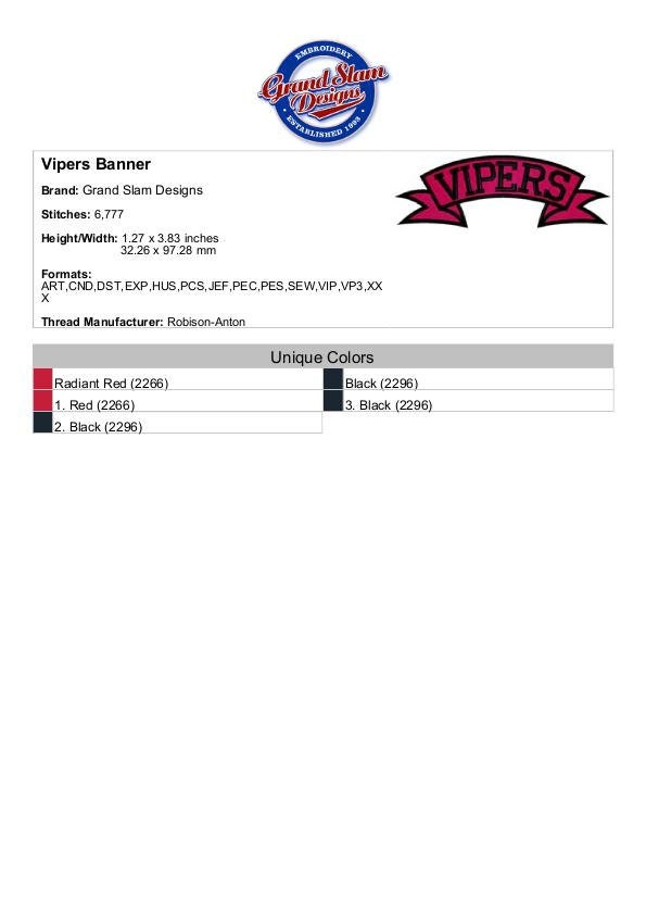 Vipers Banner - Machine Embroidery Design, Embroidery Designs, Machine ...