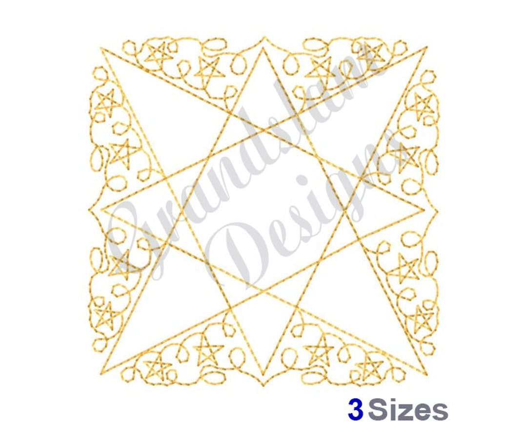 Swirly Star Quilt Redwork - Machine Embroidery Design, Embroidery ...