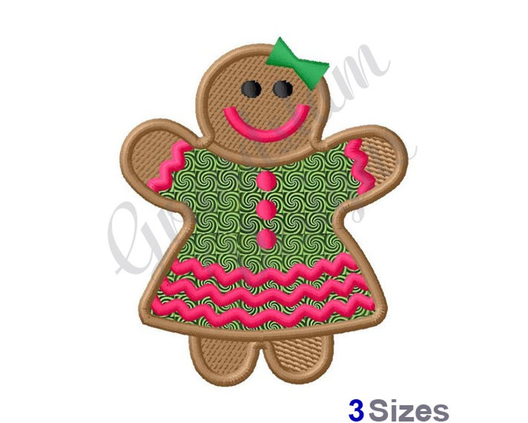 Gingerbread Girl Mylar Applique - Machine Embroidery Design, Embroidery ...
