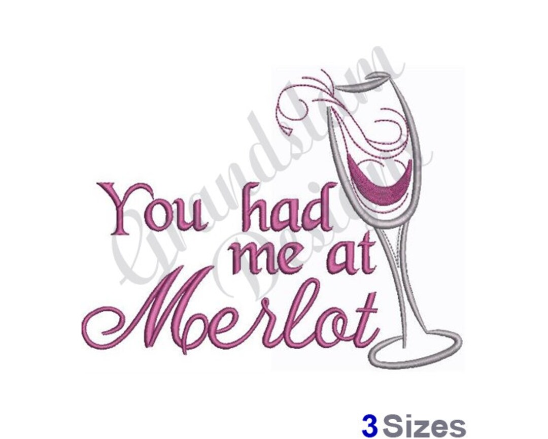 Merlot Wine Glass - Machine Embroidery Design - Etsy