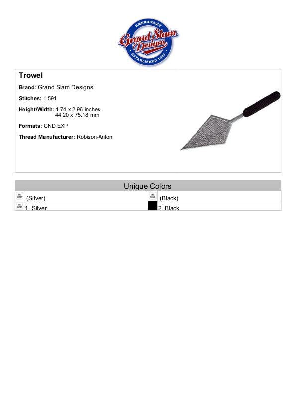 Masonry Trowel - Machine Embroidery Design, Embroidery Designs, Machine ...