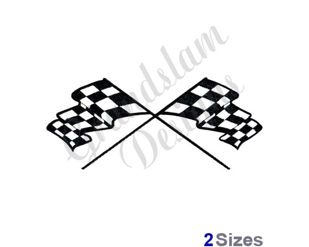Crossed Racing Flags - Machine Embroidery Design - Etsy