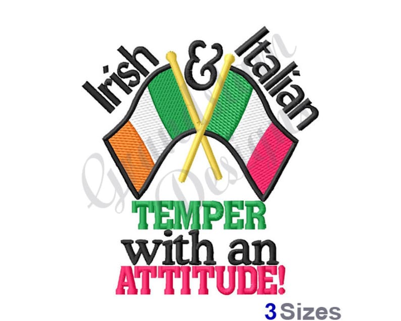 Irish Italian Temper Attitude Machine Embroidery Design - Etsy