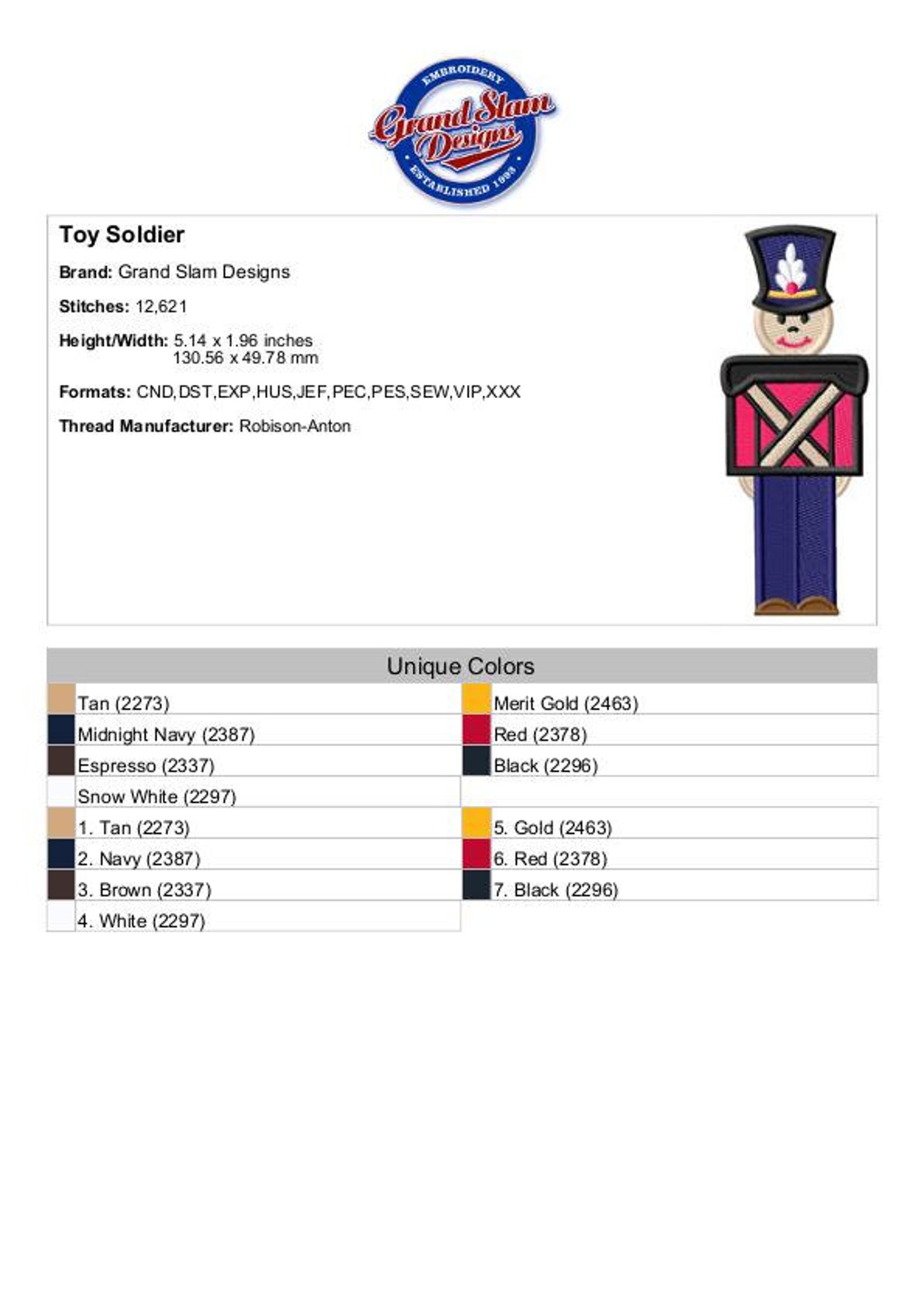 Toy Soldier Machine Embroidery Design | Etsy