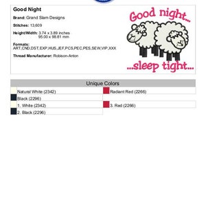 Good Night Counting Sheep - Machine Embroidery Design - Etsy
