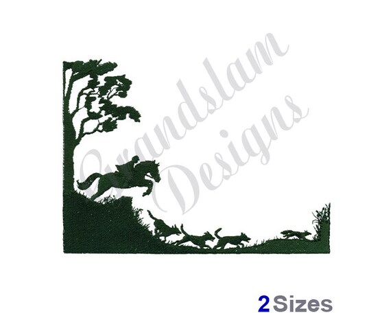 Fox Hunting Silhouette Machine Embroidery Design | Etsy