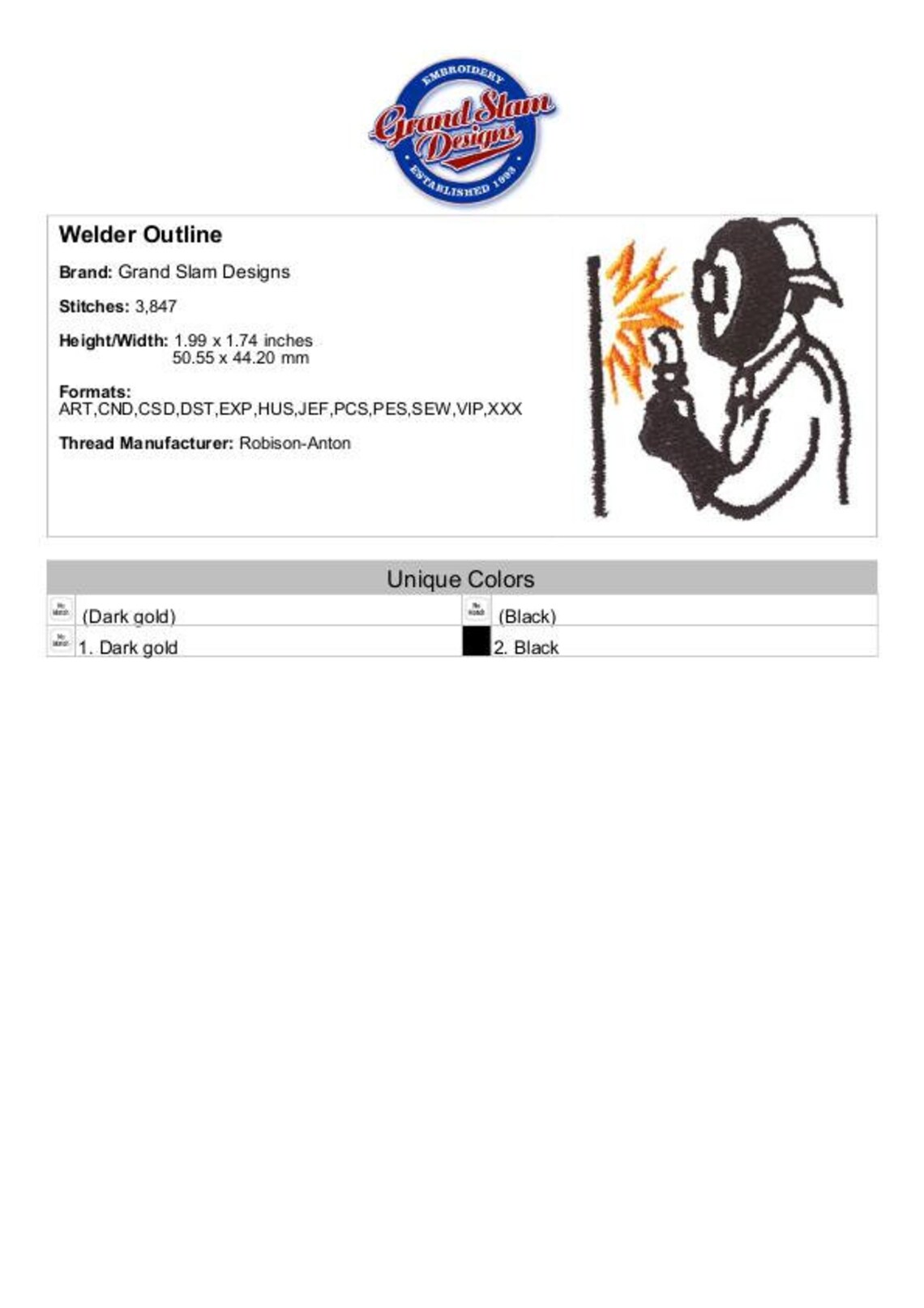 Welder Outline - Machine Embroidery Design - Etsy