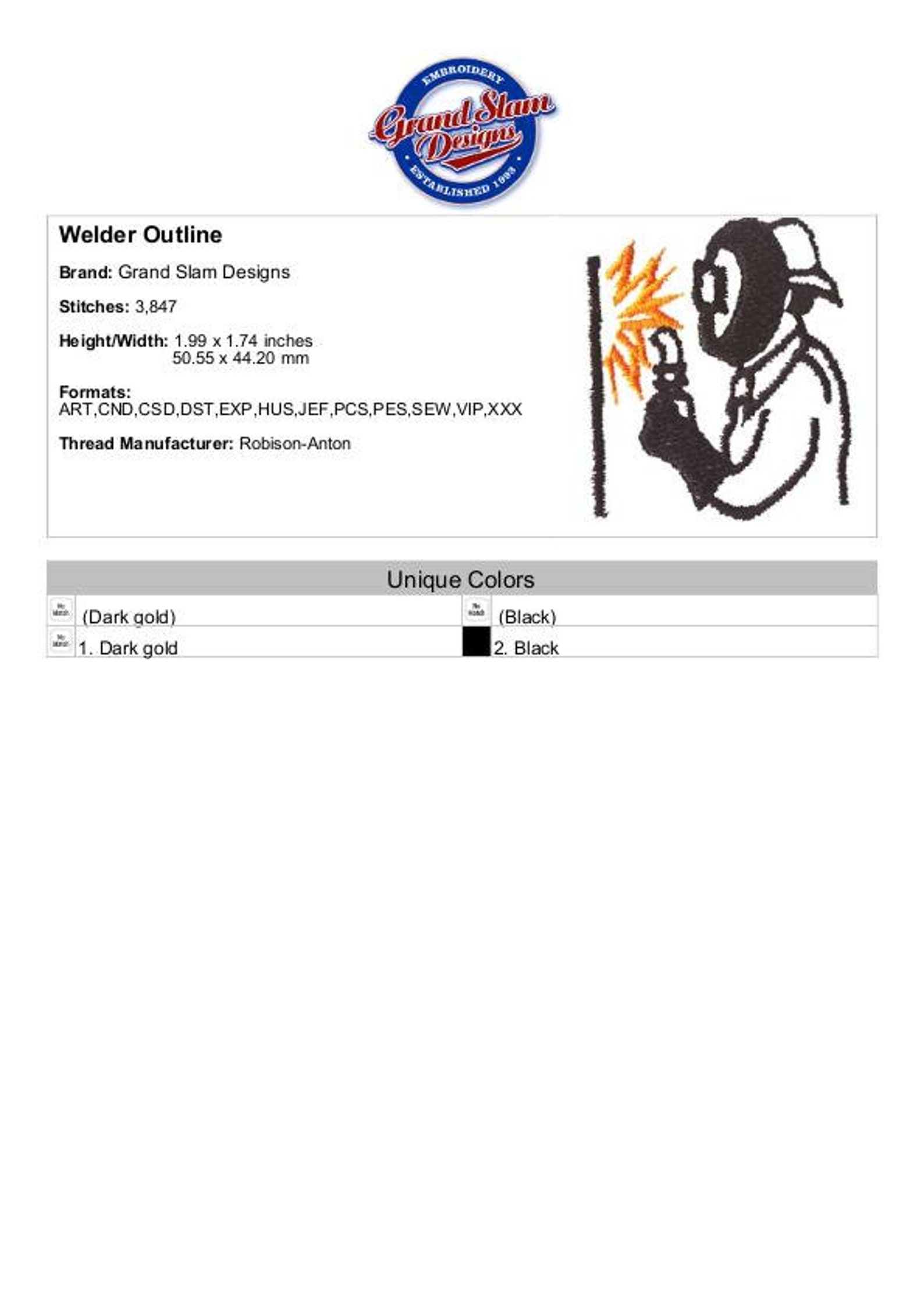 Welder Outline - Machine Embroidery Design - Etsy