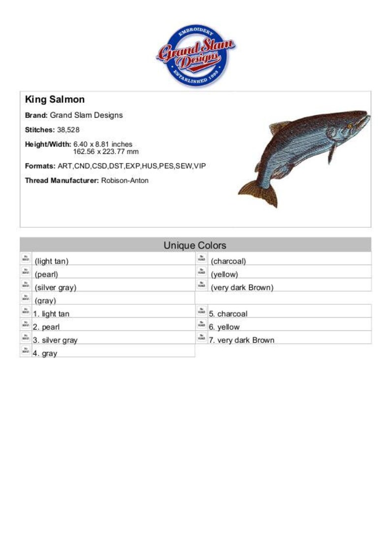 King Salmon Fish Machine Embroidery Design | Etsy