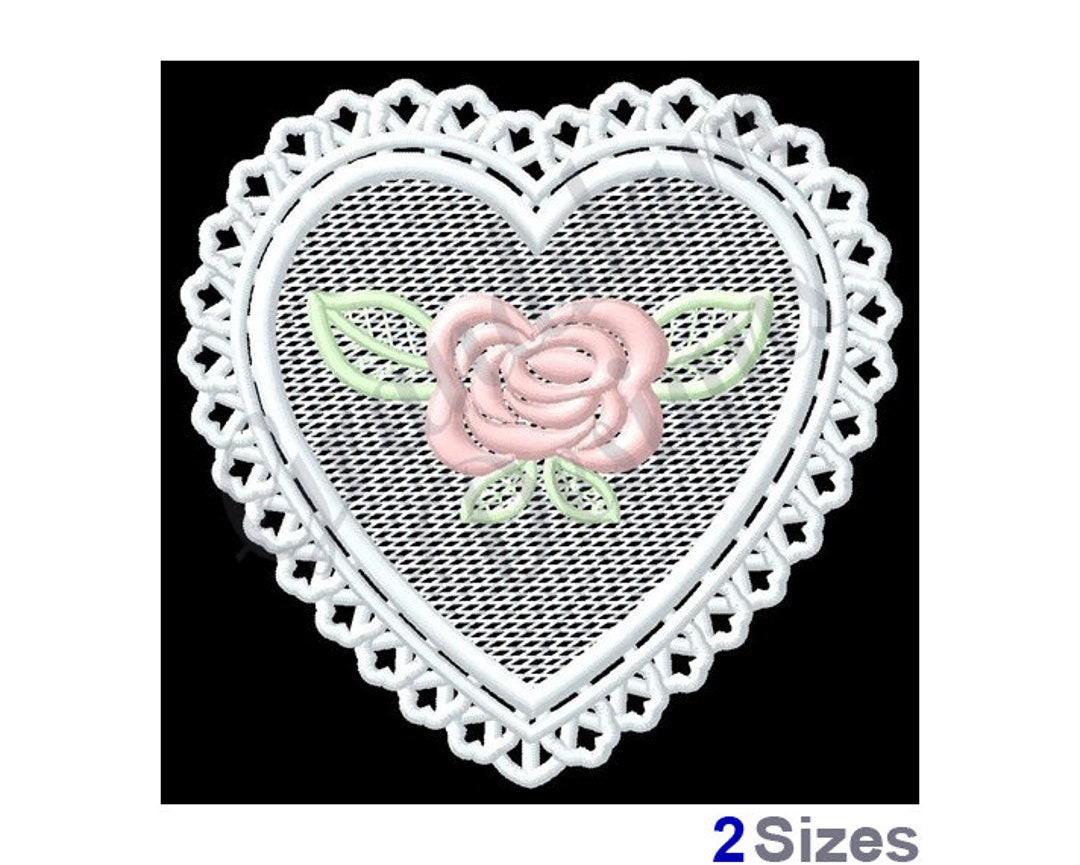 FSL Rose Heart - Machine Embroidery Design - Etsy