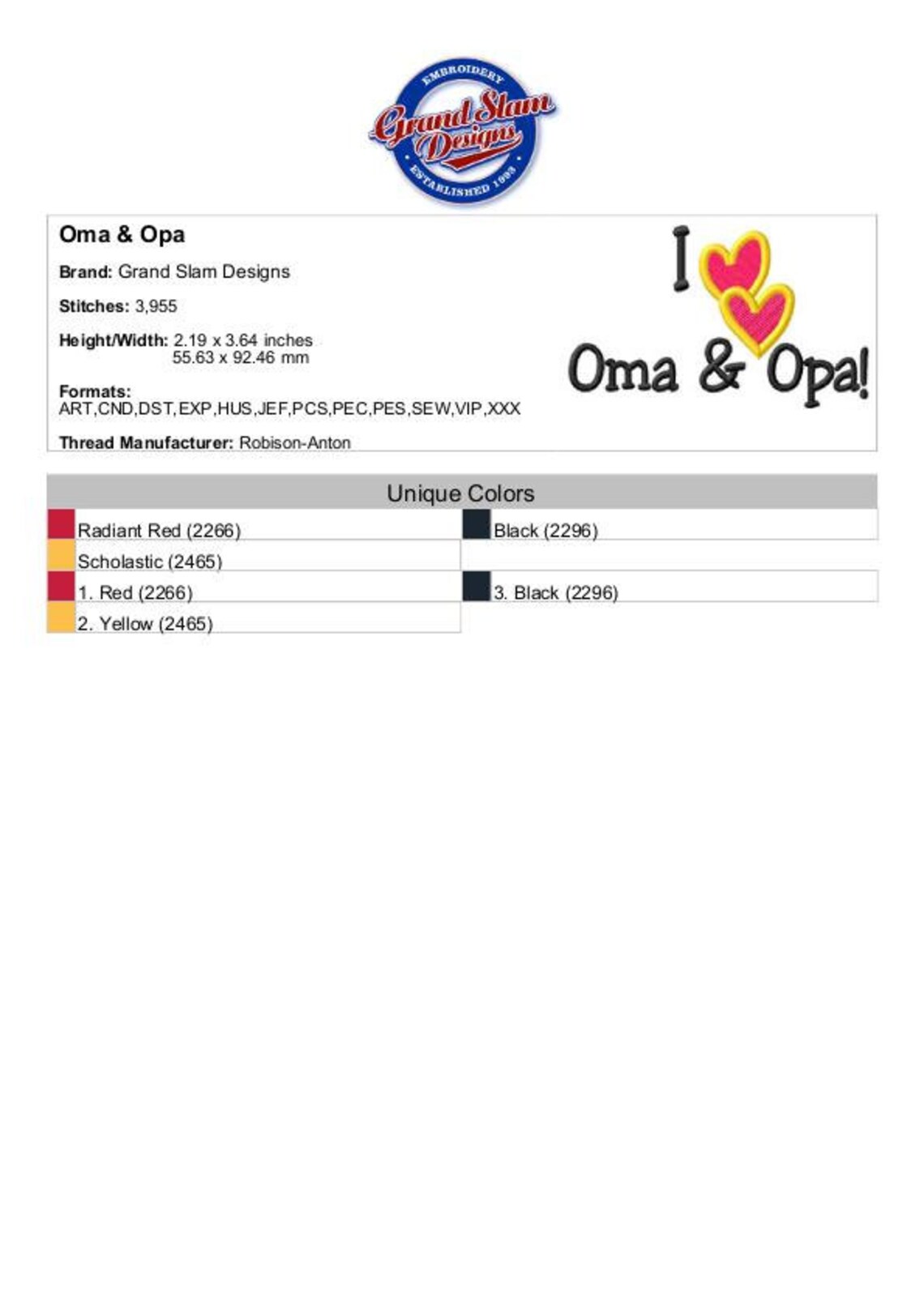 I Love Oma & Opa - Machine Embroidery Design - Etsy