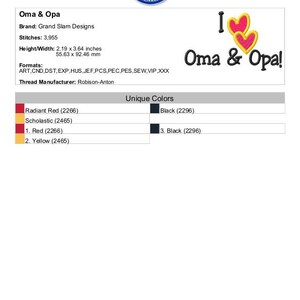 I Love Oma & Opa - Machine Embroidery Design - Etsy