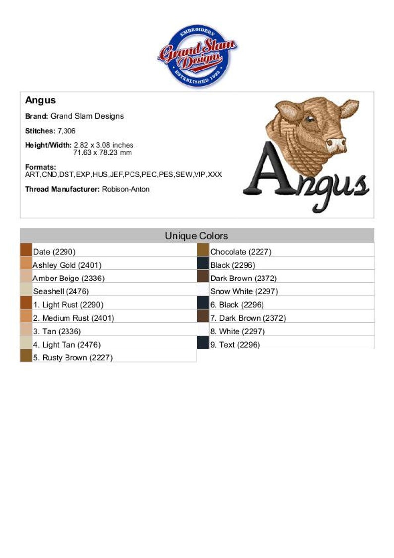 Angus Cow Head Machine Embroidery Design - Etsy Hong Kong