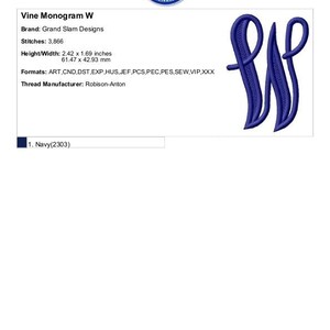 Vine Monogram Letter W - Machine Embroidery Design - Etsy