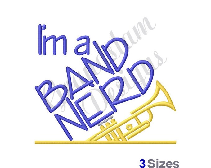 Band Nerd Trumpet Machine Embroidery Design - Etsy