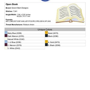 Open Book - Machine Embroidery Design - Etsy