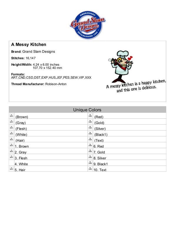 A Messy Kitchen - Machine Embroidery Design - Etsy