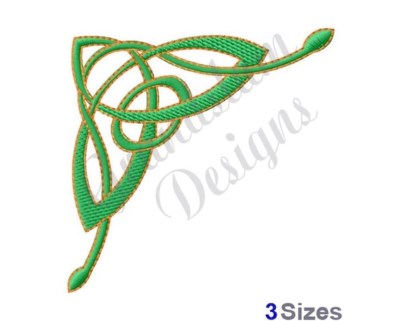 Trifoil Celtic Corner machine Embroidery Design Embroidery | Etsy